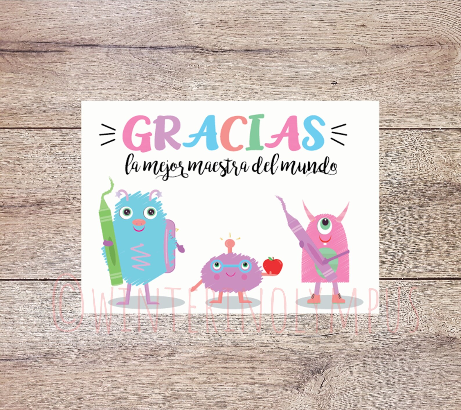 Spanish Teacher Thank You Card Printable With Little | Etsy