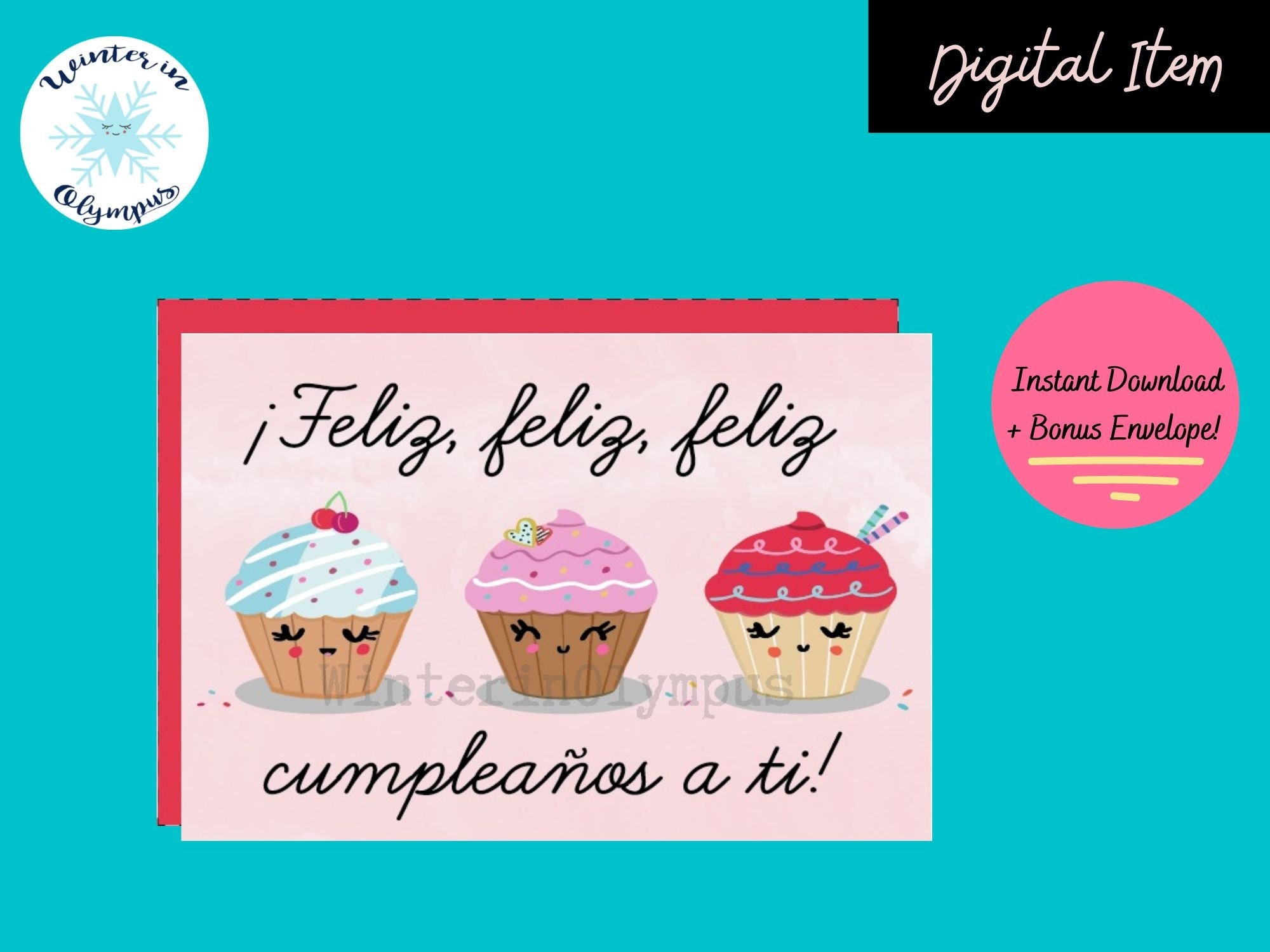 Spanish Birthday Card Printable With Cute Cupcakes, Tarjeta De Cumple ...