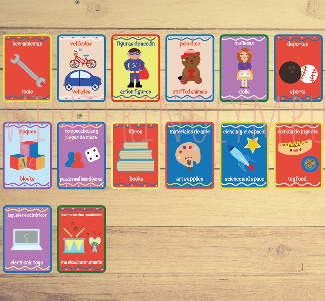 Bilingual Spanish-english Toy Storage Labels Printable for Kids ...