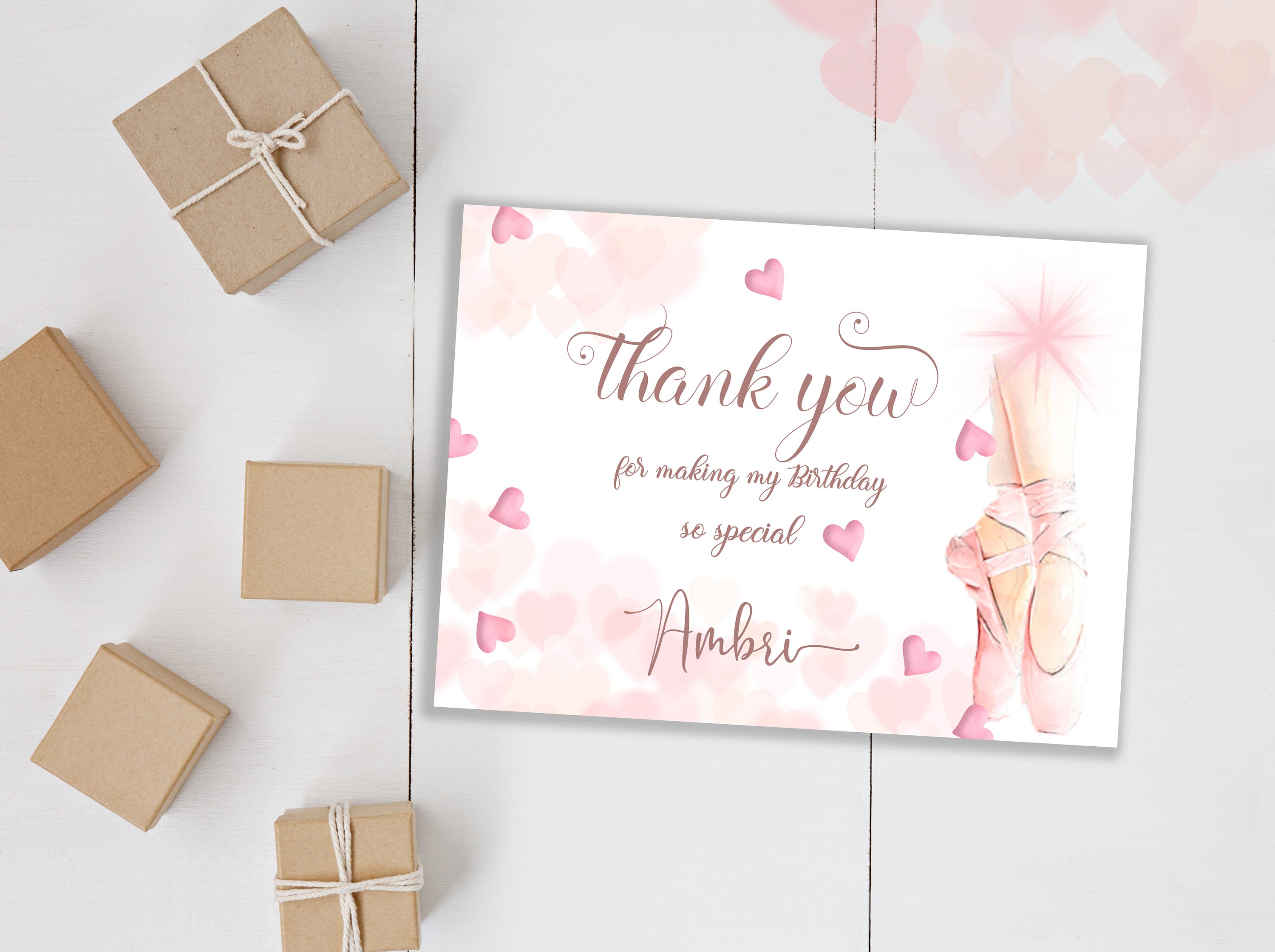 Ballet Thank You Card Girls Ballerina Birthday Printable - Etsy