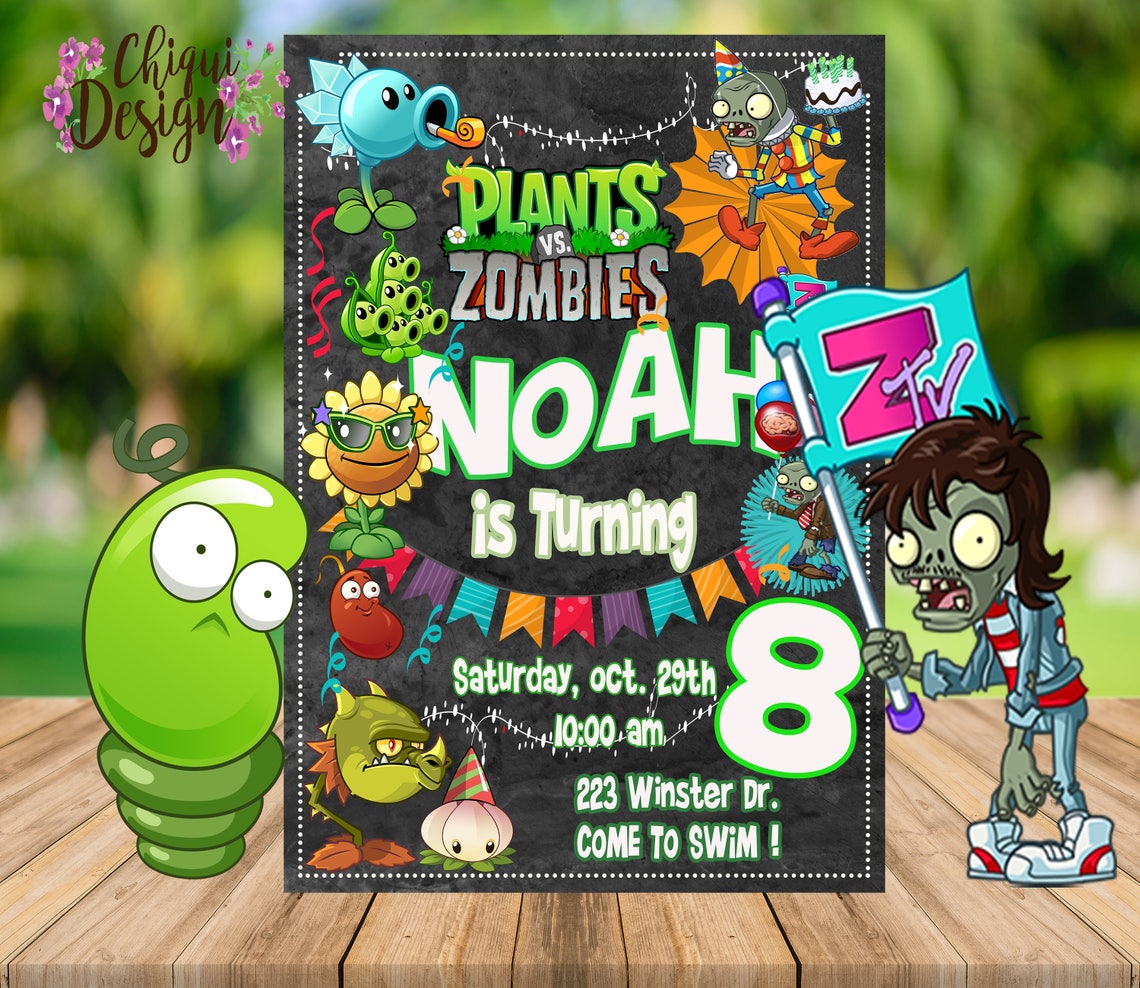 Plants Vs Zombies Birthday Invitation Plants Vs Zombies Party - Etsy