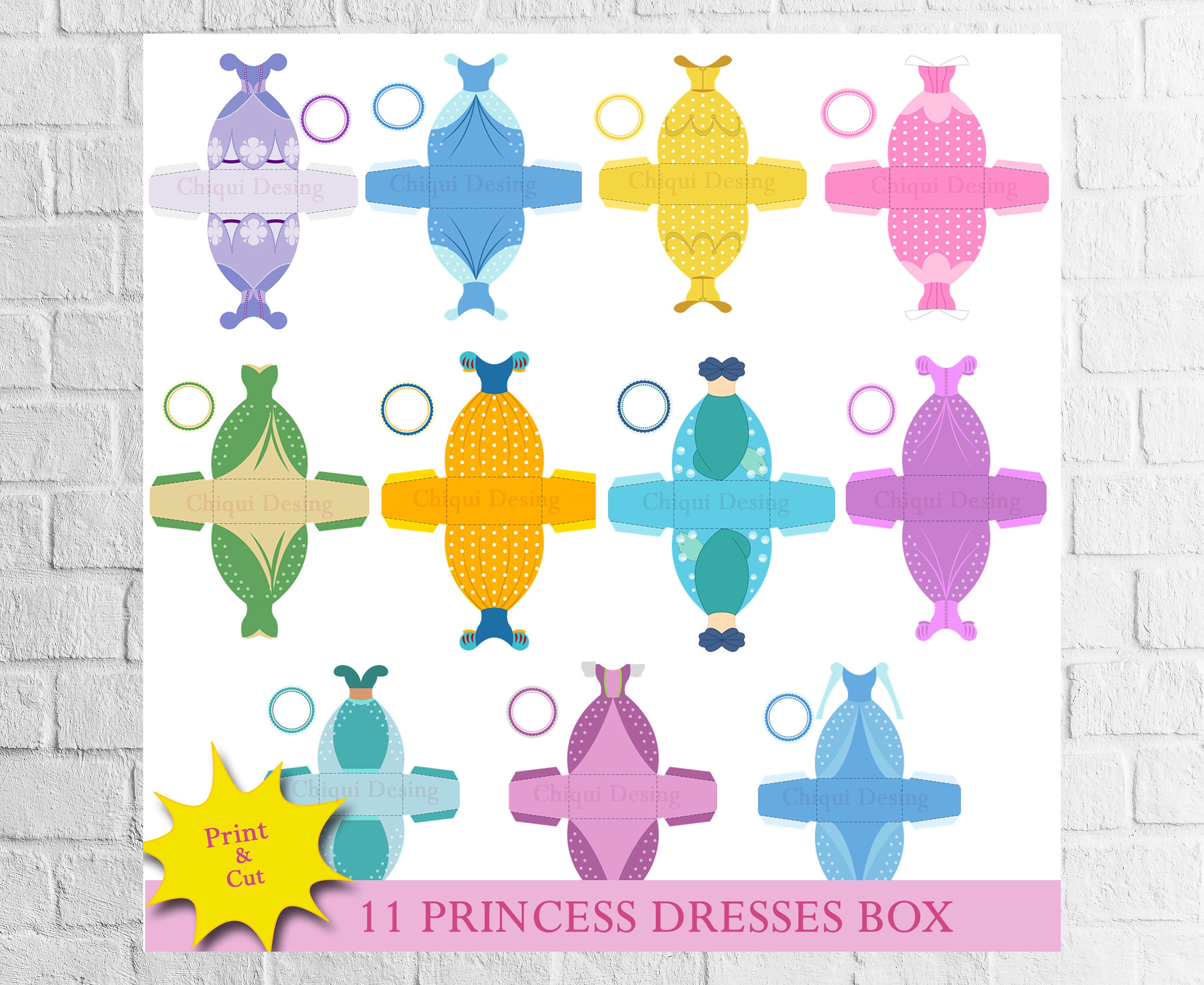 Princess Dress Printable Boxes Paper Princes Dolls Printable - Etsy