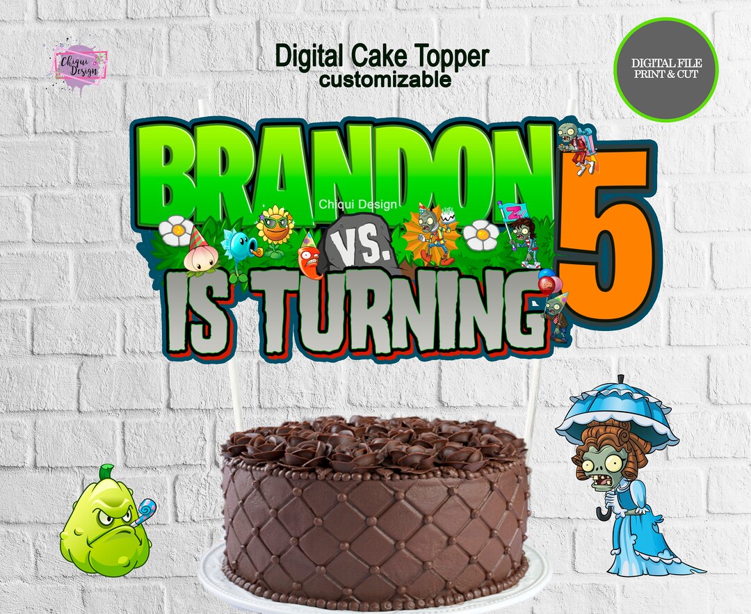 Plants Vs Zombies Cake Topper: Customizable Birthday Party Decoration ...
