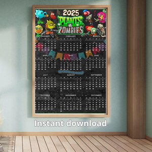 Plants Vs Zombies 2025 Wall Calendar: Printable Annual Poster (digital ...