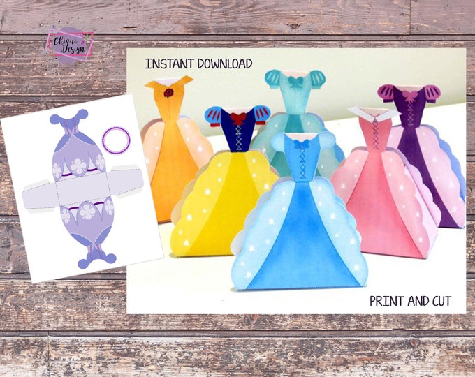 Princess Dress Printable Boxes Paper Princes Dolls Printable - Etsy