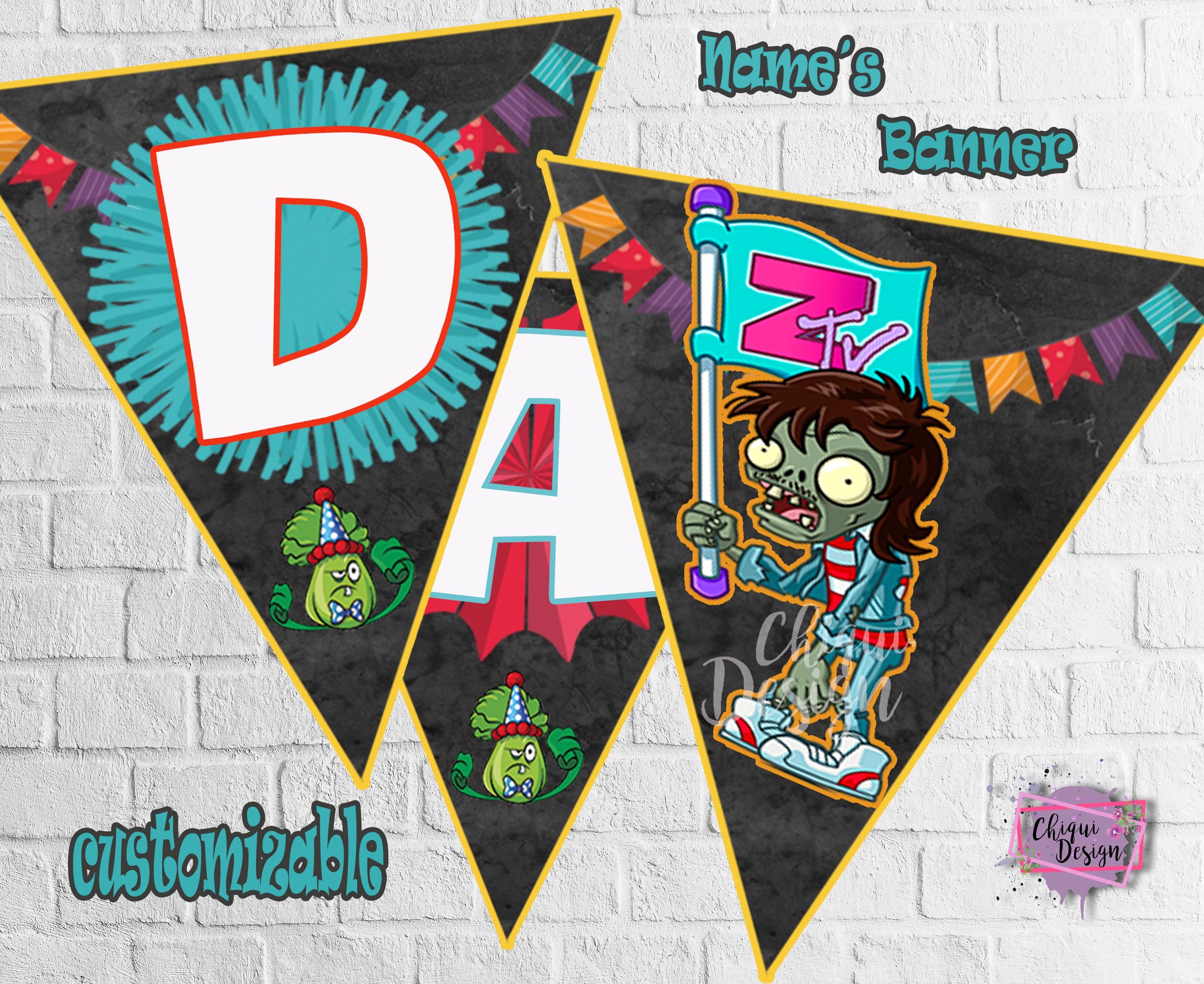 Plants Vs Zombies Birthday Banner: Personalized Party Decoration ...