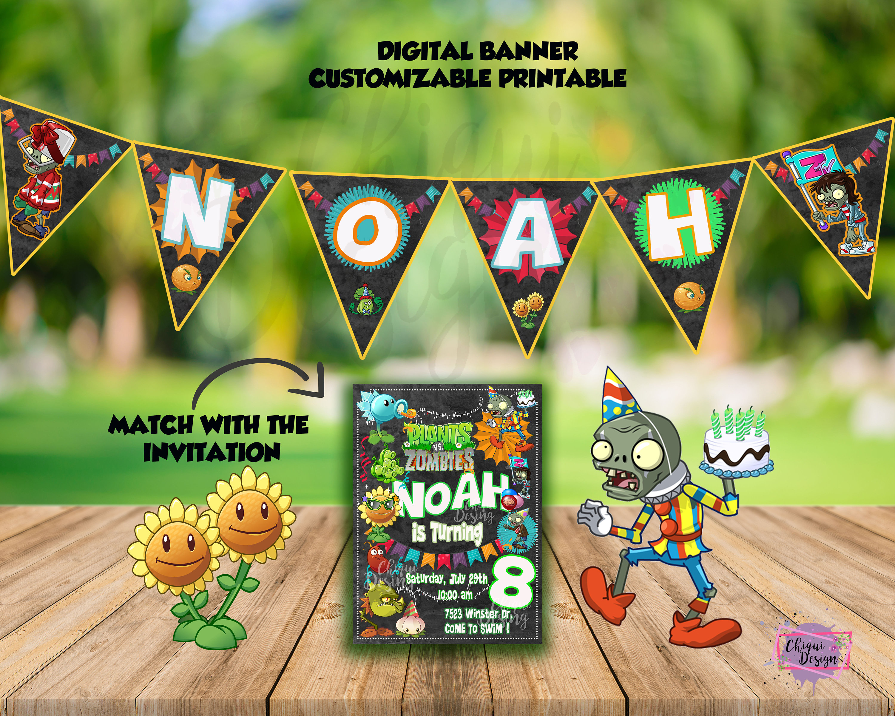 Plants Vs Zombies Birthday Banner: Personalized Party Decoration ...