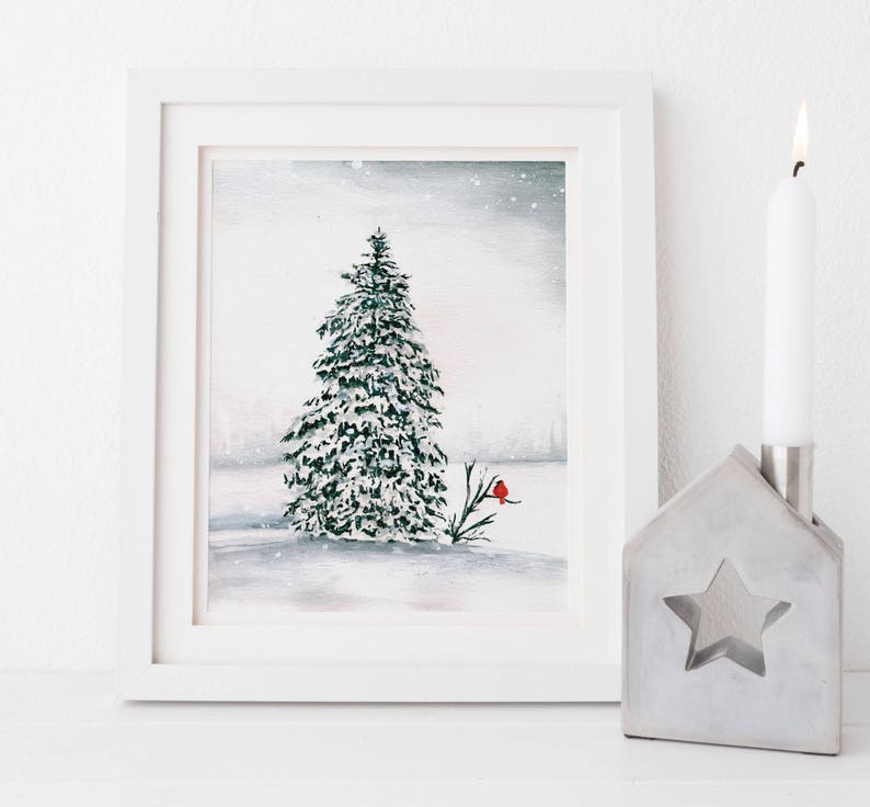 Winter Watercolor Winter Wonderland Winter Painting - Etsy