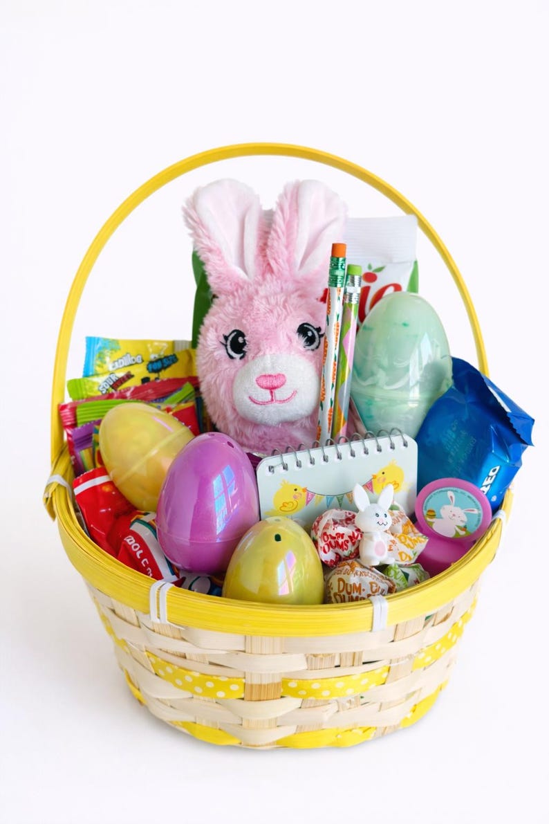 Easter Candy Prefilled Basket With Plush Toy – Variety Snacks, Spring ...