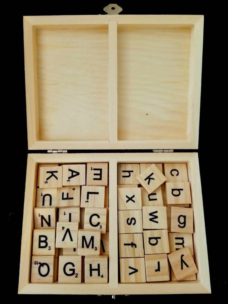 Montessori Early Literacy Wood Letter Sensory Box Matching Upper and ...