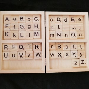 Montessori Early Literacy Wood Letter Sensory Box Matching Upper and ...