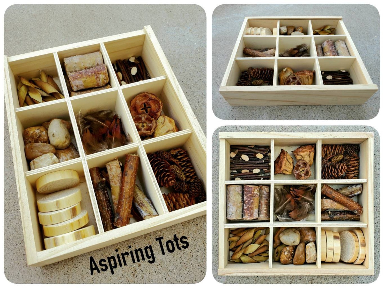 Reggio Inspired Nature Loose Parts Tray 1/ Waldorf Natural Toy ...