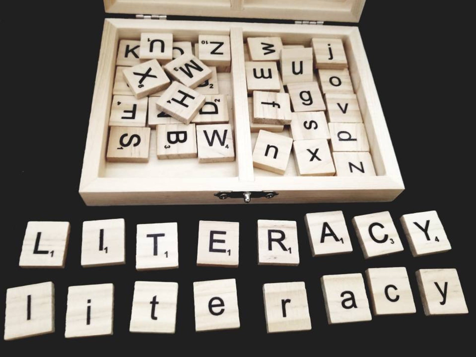 Montessori Early Literacy Wood Letter Sensory Box Matching Upper and ...