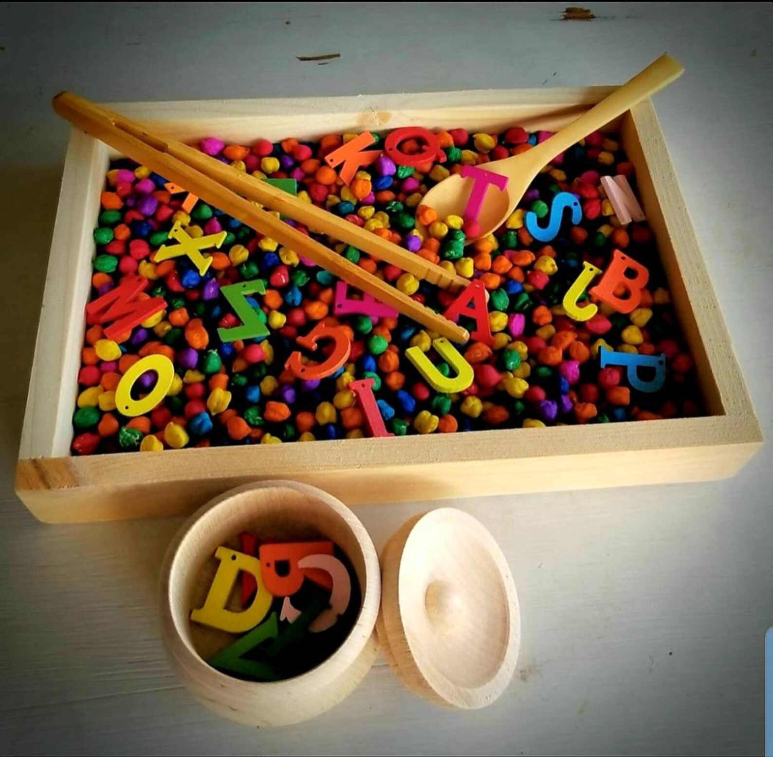 Alphabet Rainbow Sensory Bin Learning Letters Preschool - Etsy