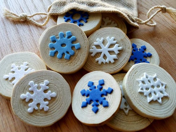 Snowflake Memory Matching Holiday Match up Montessori Waldorf - Etsy