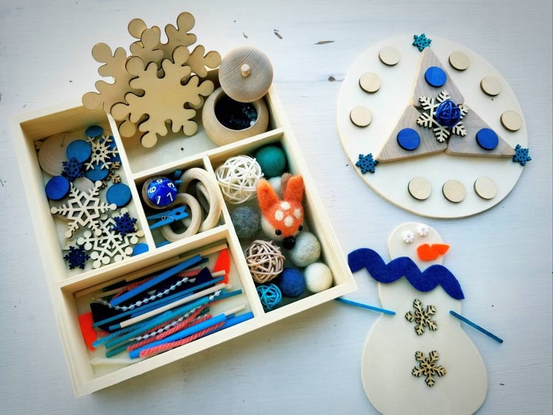 Winter Snowman Loose Parts/ Transient Art Winter Nature Table | Etsy