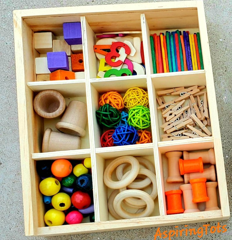 Reggio Rainbow Counting Loose Parts Sensory Tinker Tray With | Etsy