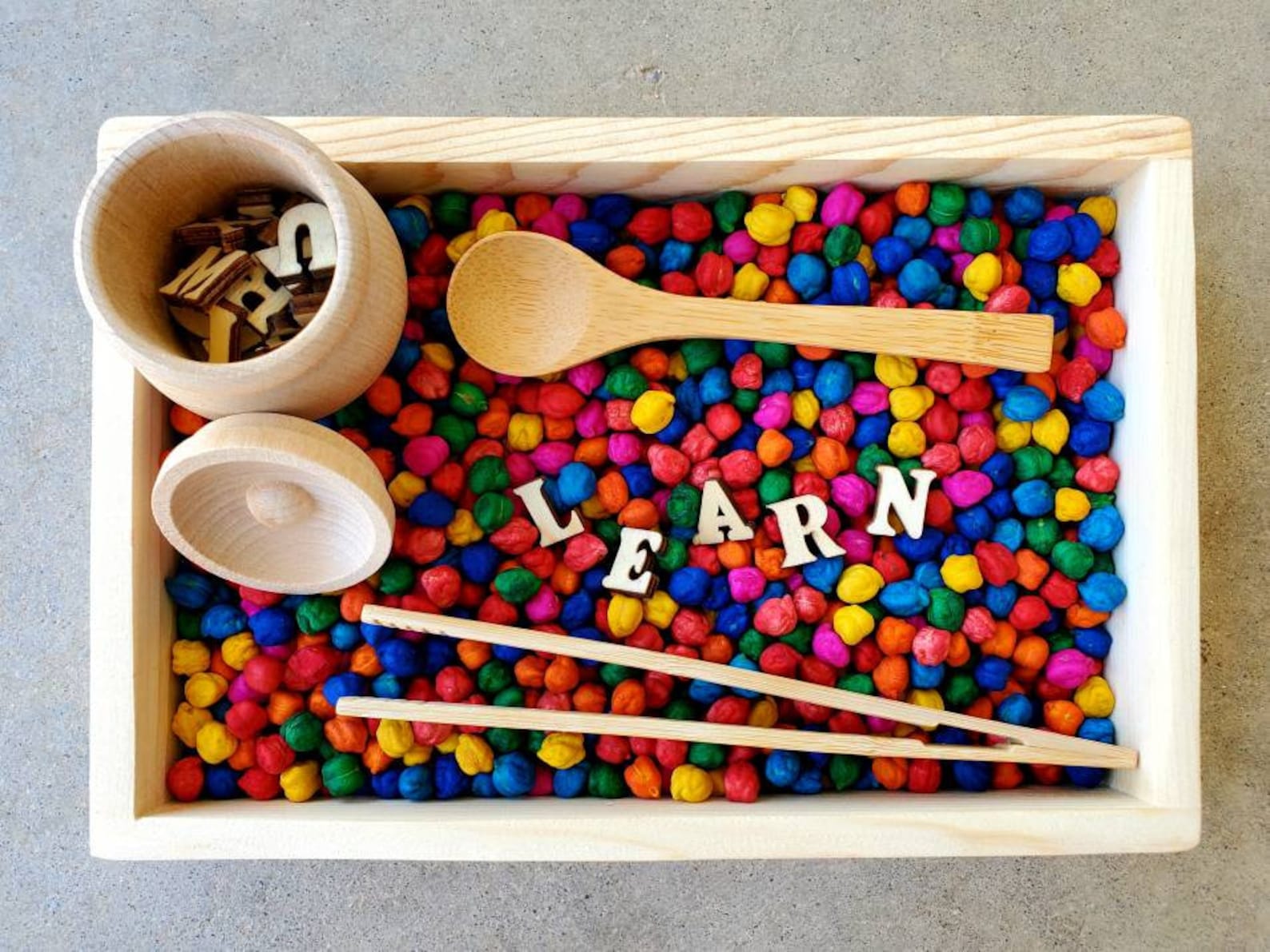 Alphabet Sensory Bin W/ Rainbow Chickpeas for Letter - Etsy
