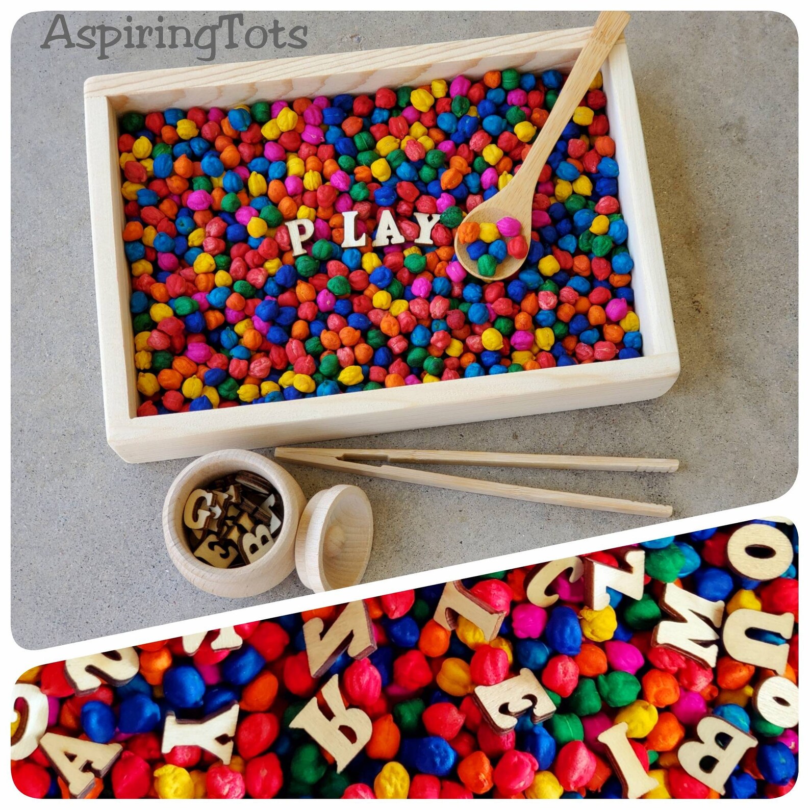 Alphabet Sensory Bin W/ Rainbow Chickpeas for Letter - Etsy