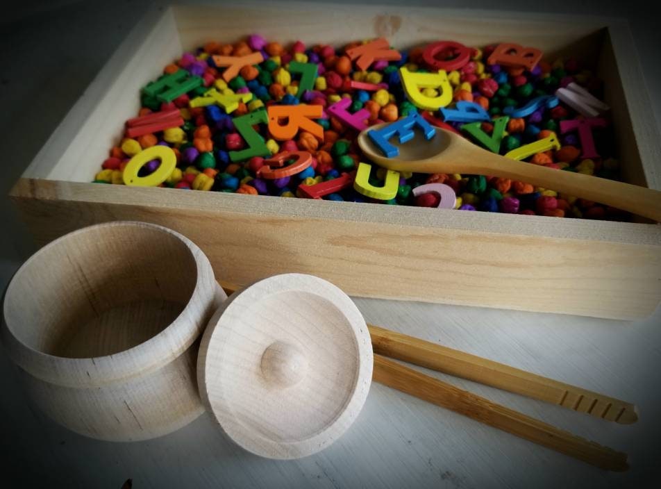 Alphabet Rainbow Sensory Bin Learning Letters Preschool Educational Toy ...