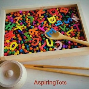 Alphabet Rainbow Sensory Bin Learning Letters Preschool Educational Toy ...