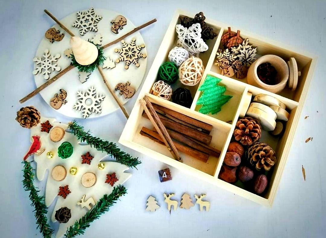 Winter Loose Parts W/ Wooden Pine & Circle Cutout to Create Open Ended ...