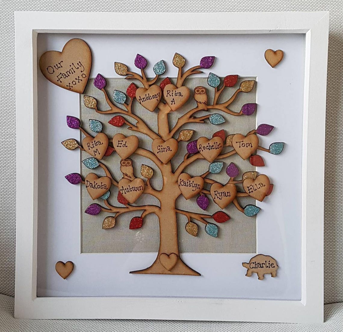 Large Family Tree Picture Box Frame Personalised up to 35 | Etsy