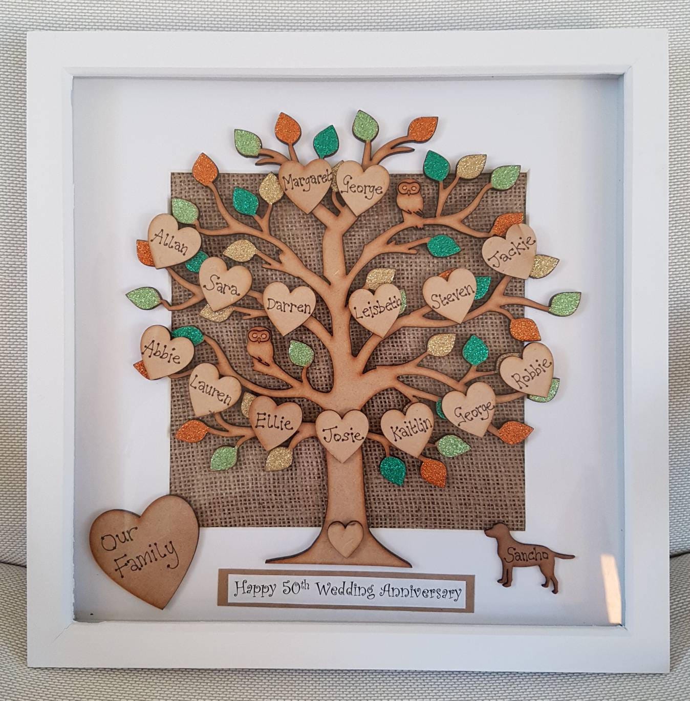 Large Family Tree Picture Box Frame Personalised up to 35 | Etsy