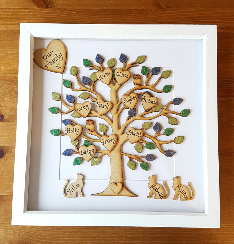 Large Family Tree Picture Box Frame Personalised up to 35 Names - Etsy UK