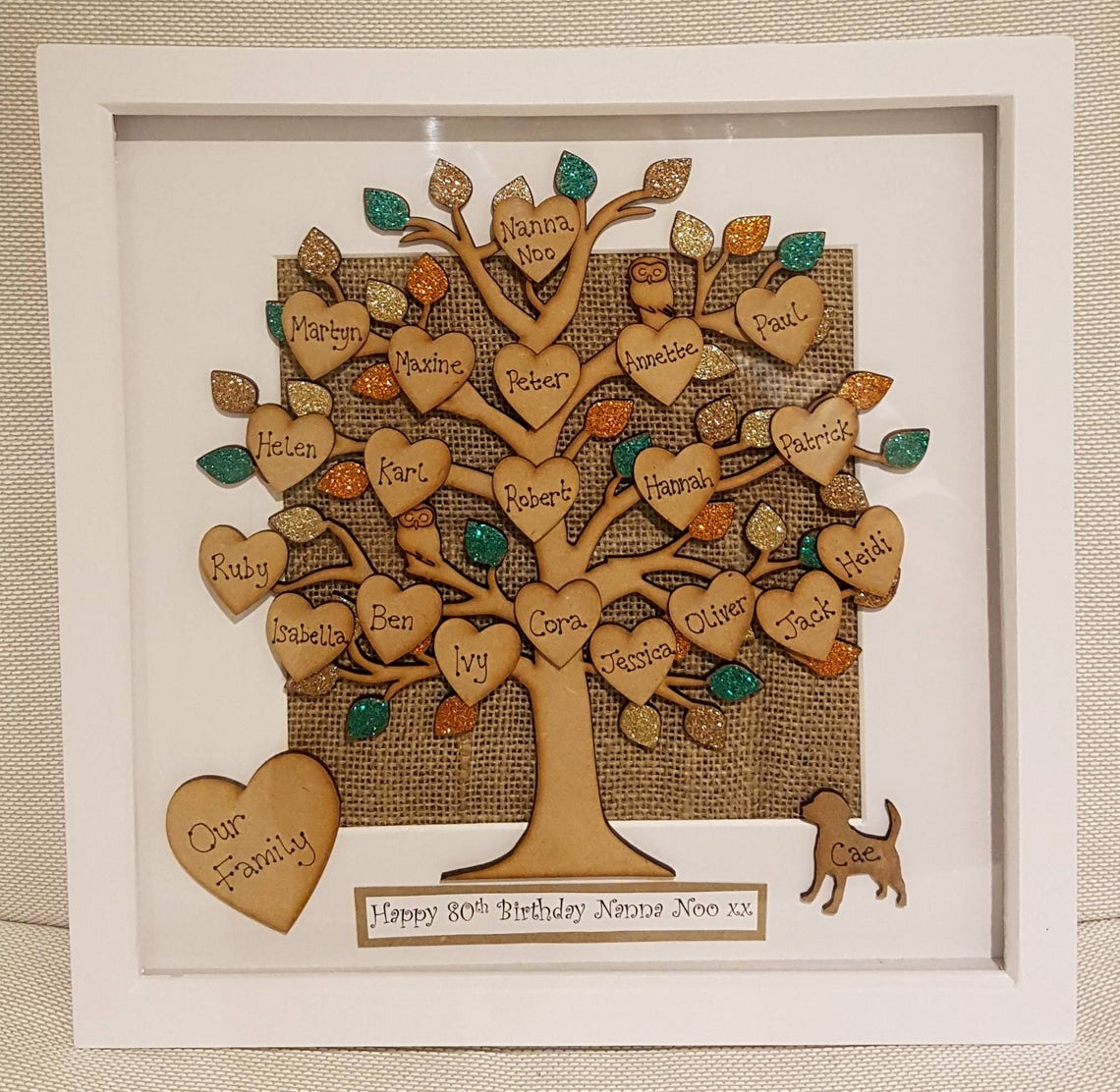 Large Family Tree Picture Box Frame Personalised up to 35 - Etsy