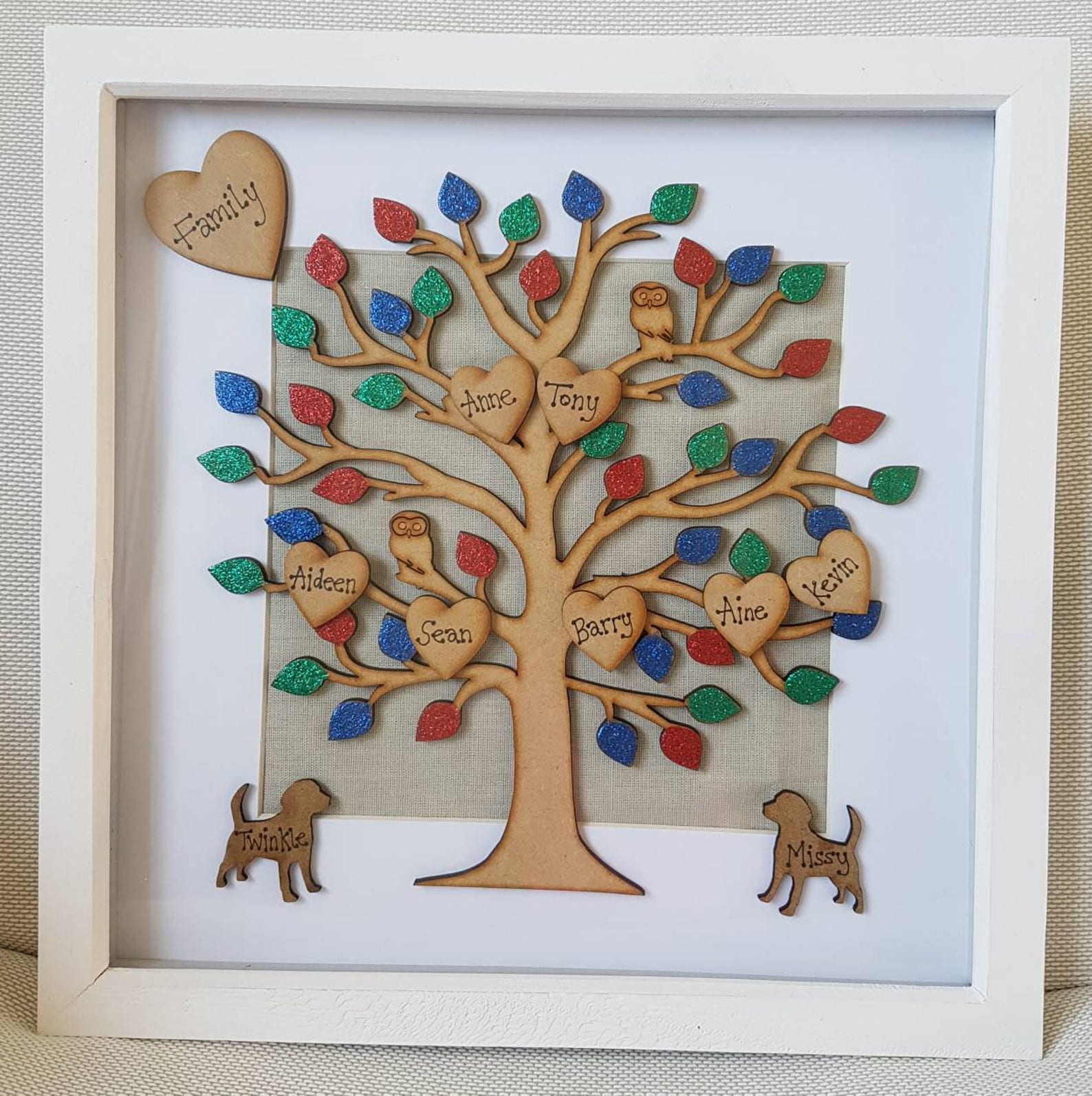 Large Family Tree Picture Box Frame Personalised up to 35 - Etsy