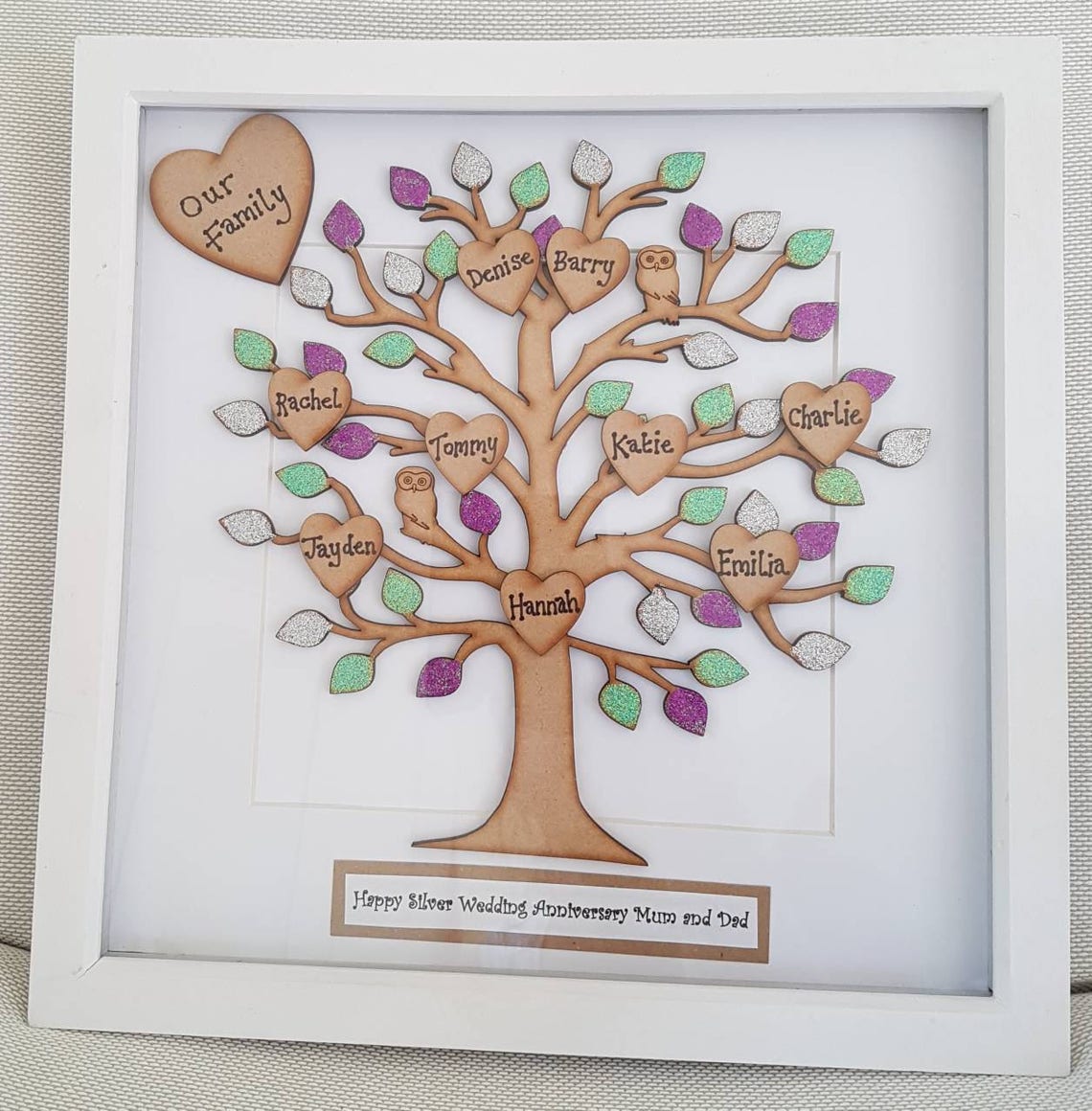 Large Family Tree Picture Box Frame Personalised up to 35 | Etsy