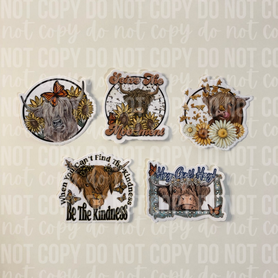 National Sticker Day 2024, Sticker Pack, Highland Cow Stickers, Cow ...