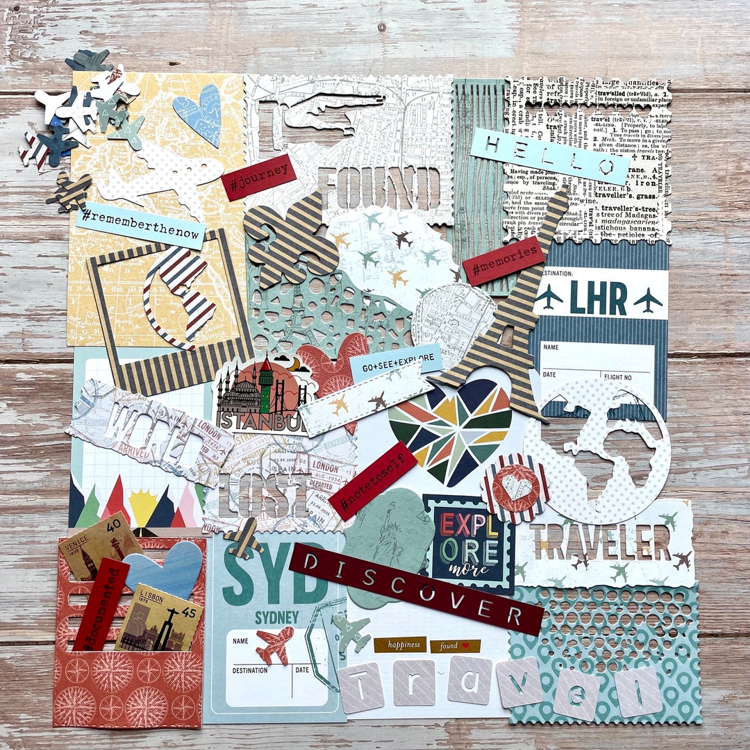 Travel Themed Junk Journal Set, Vacation Scrapbook Supplies, Paper ...
