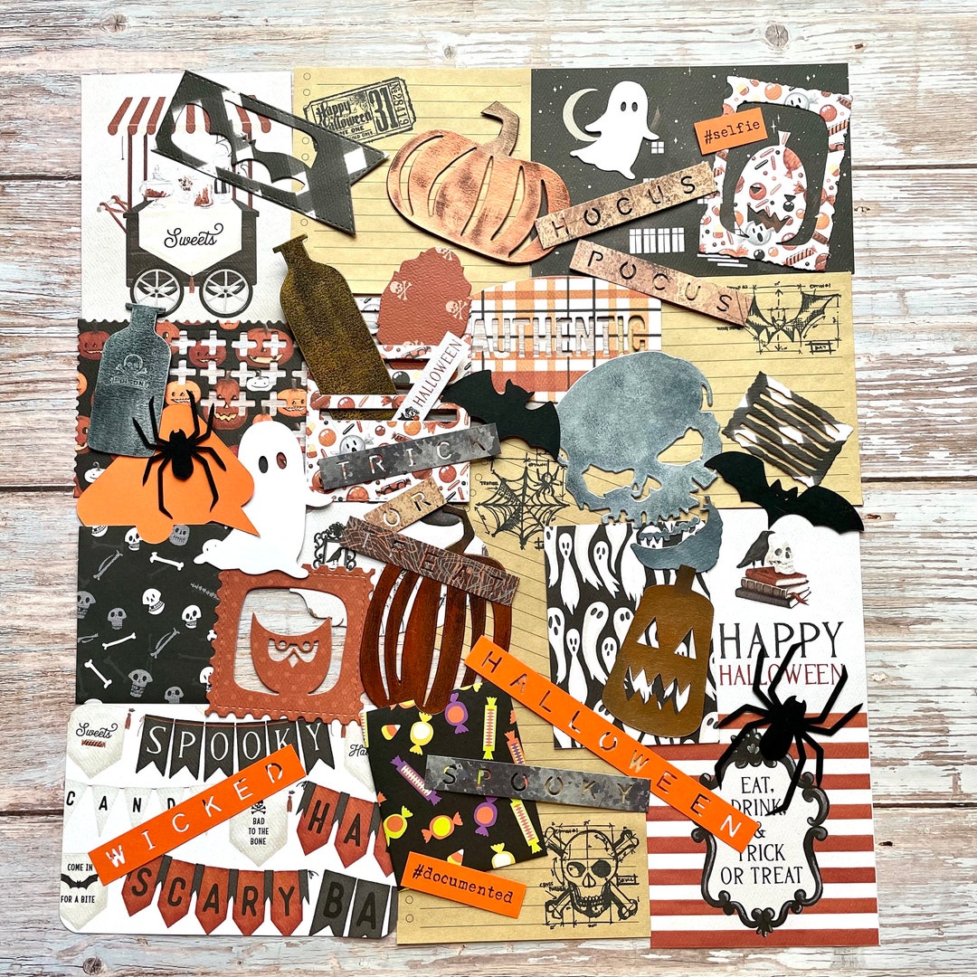 Halloween Scrapbook Kit, Paper Embellishments for Journaling ...