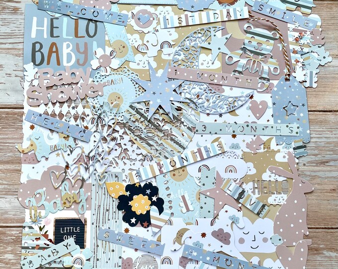 Gender Neutral Baby Scrapbook Embellishments, Baby Shower Junk Journal ...