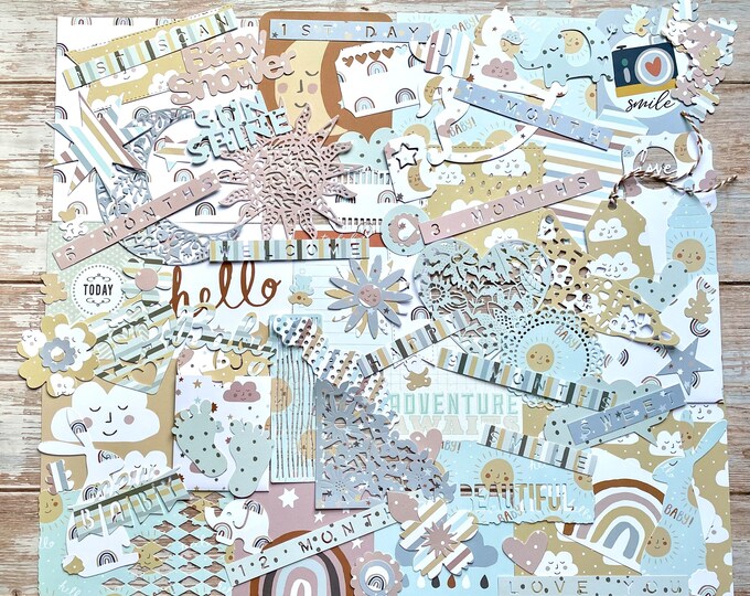 Gender Neutral Baby Scrapbook Supplies, Baby Shower Junk Journal Kit ...