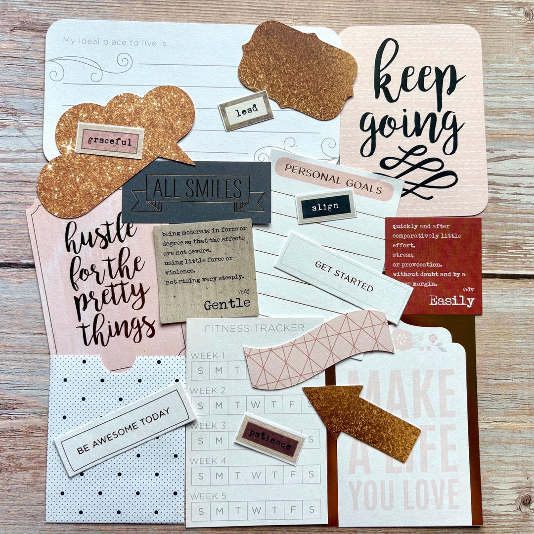Hand Cut Cards and Stickers, Scrapbook Ephemera Kit, Paper Accessories ...