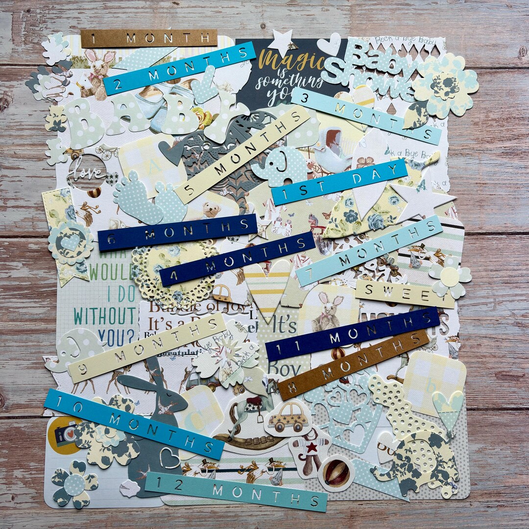 Baby Boy Junk Journal Kit, Journaling Embellishments for Newborn, Baby ...