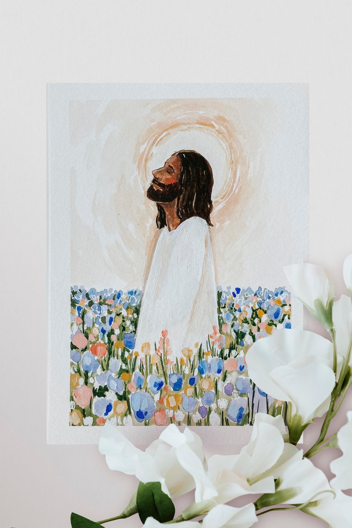 My Savior in Flowers Jesus Christ Art Jesus Christ Artwork - Etsy