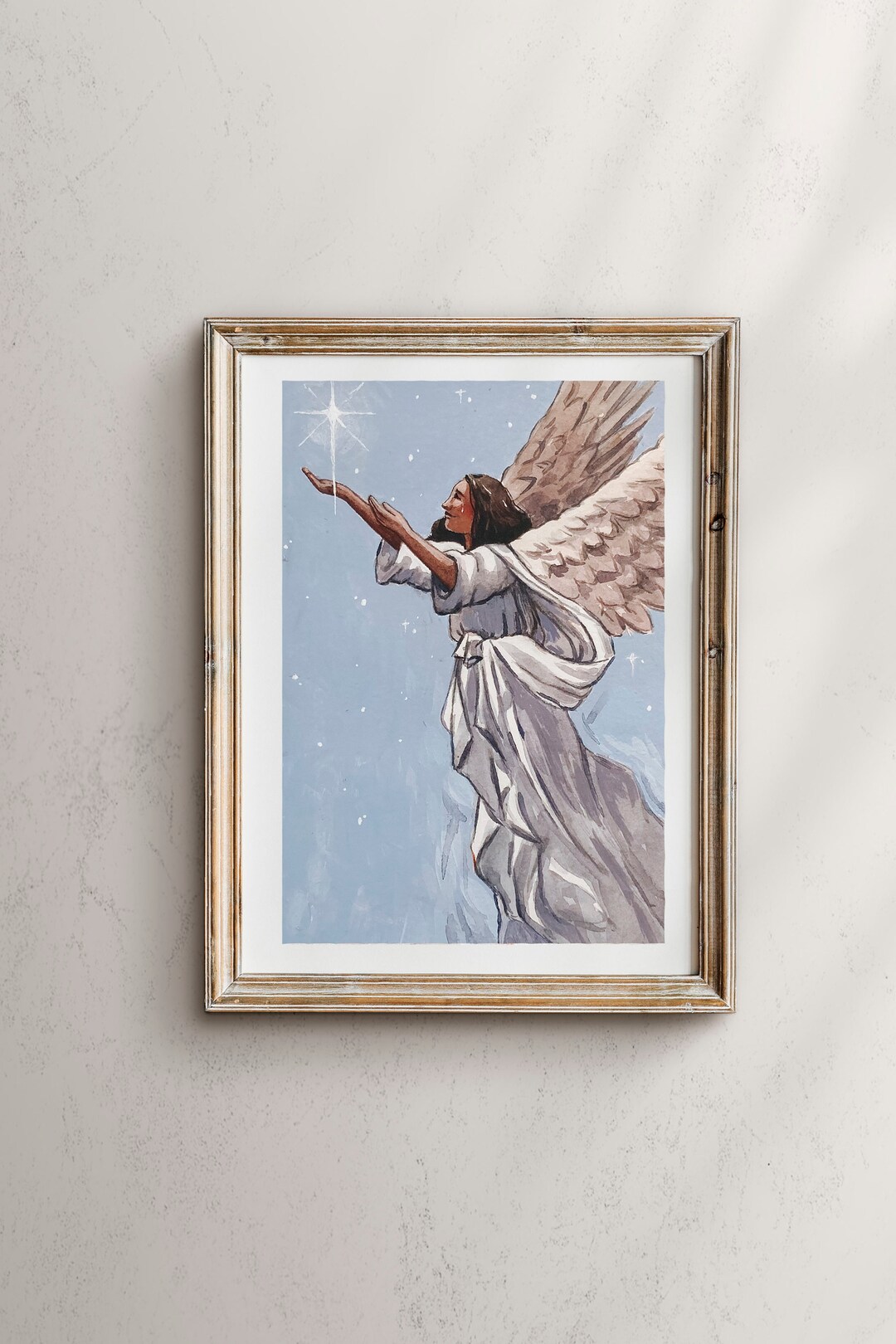 Angel Nativity Art Print: Star of Bethlehem Christmas Scene - Etsy