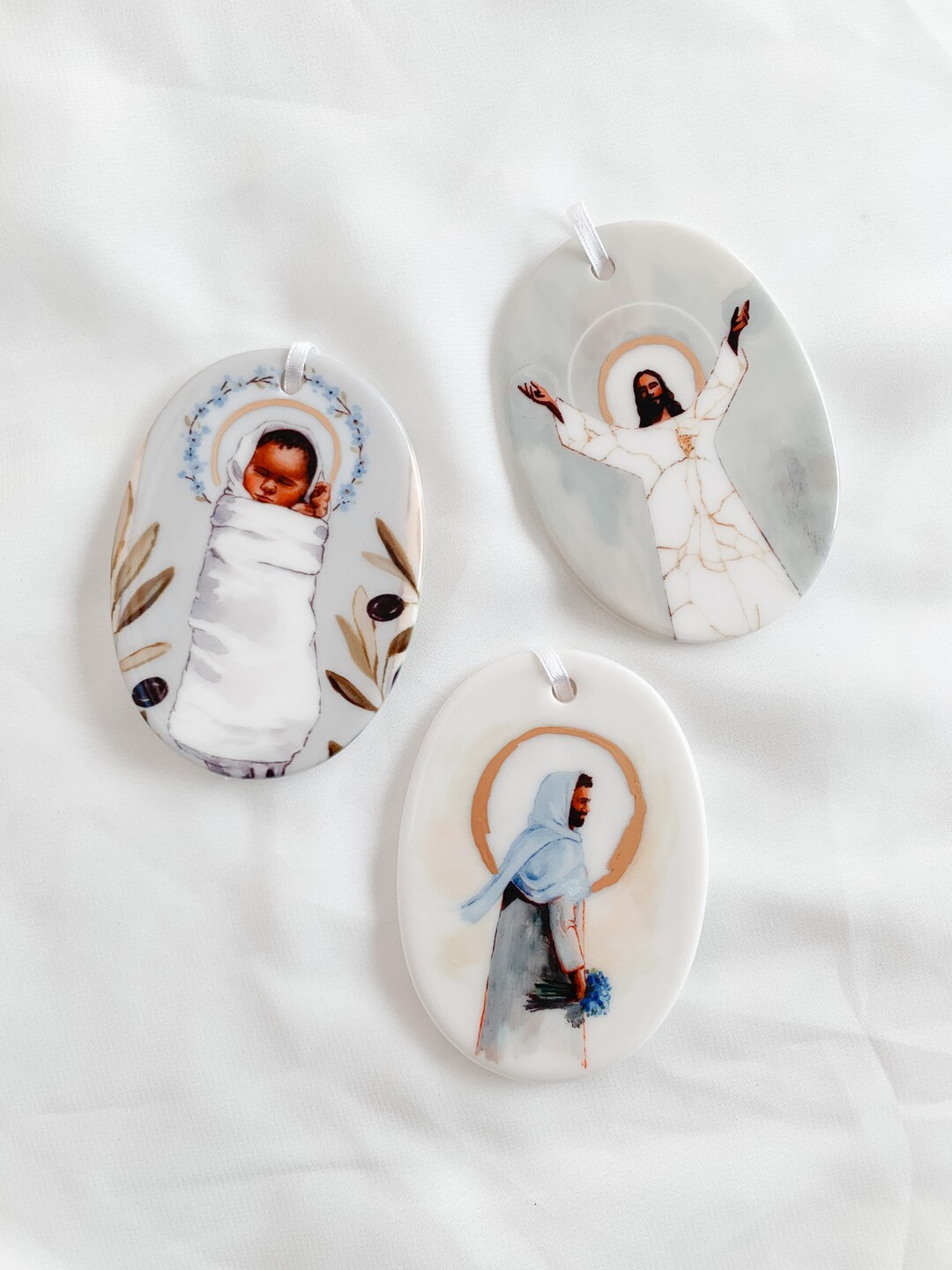 Jesus Christ Set Porcelain Ornaments, Christmas Ornaments, Jesus ...