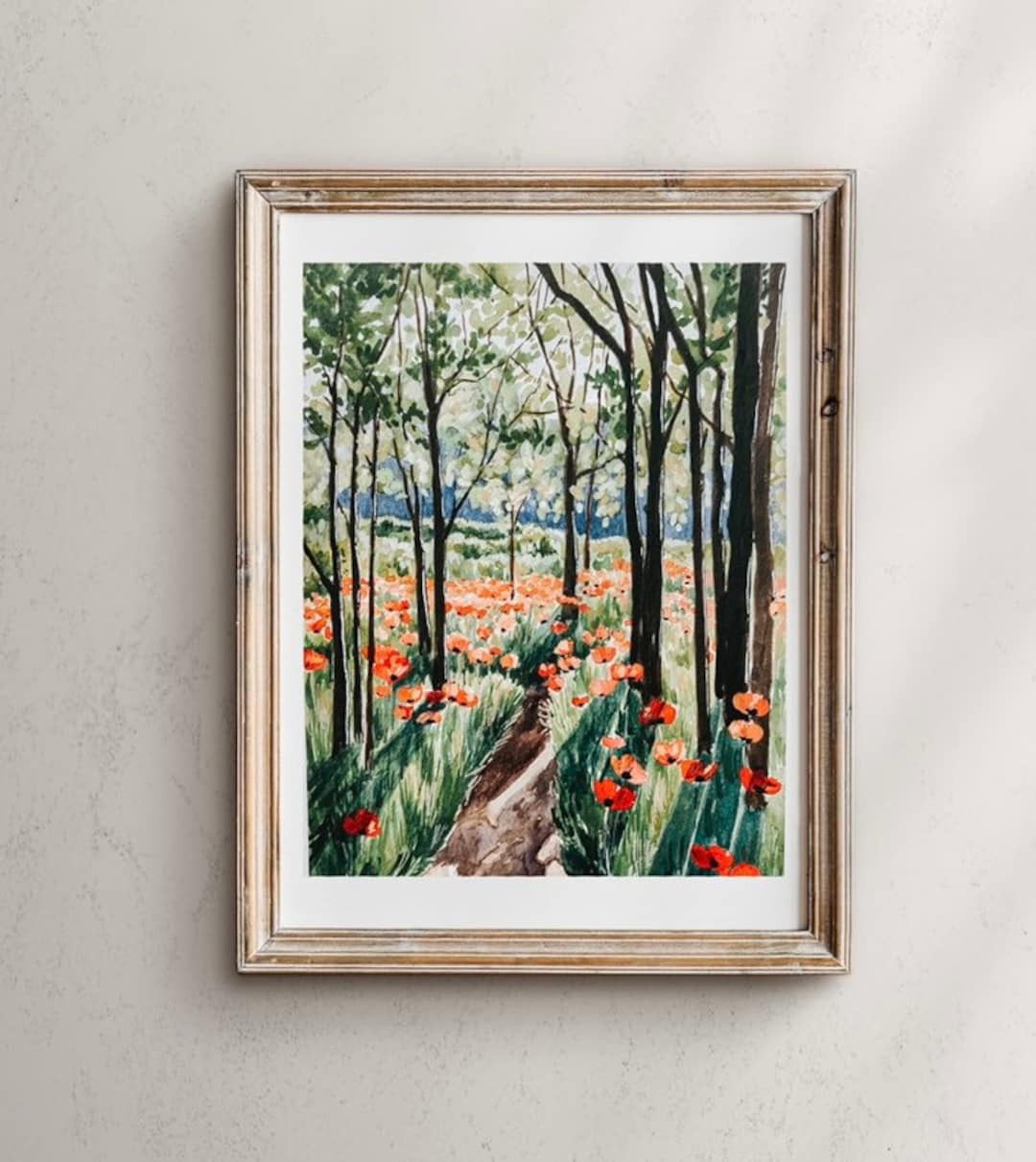 Poppy Field Watercolor Painting: Utah Mountain Landscape Art - Etsy