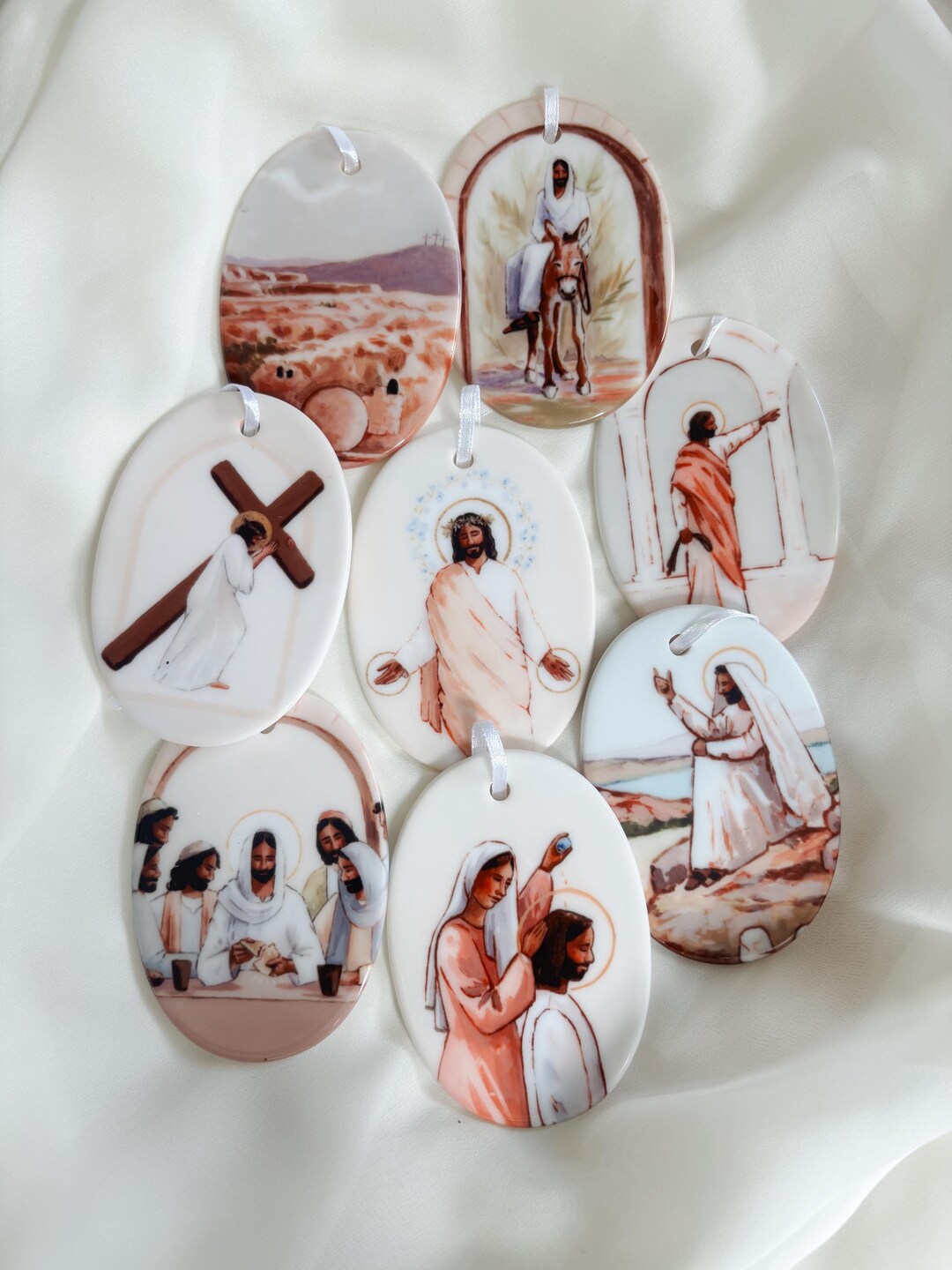 Porcelain Holy Week Ornament Set: Religious Easter Decor - Etsy
