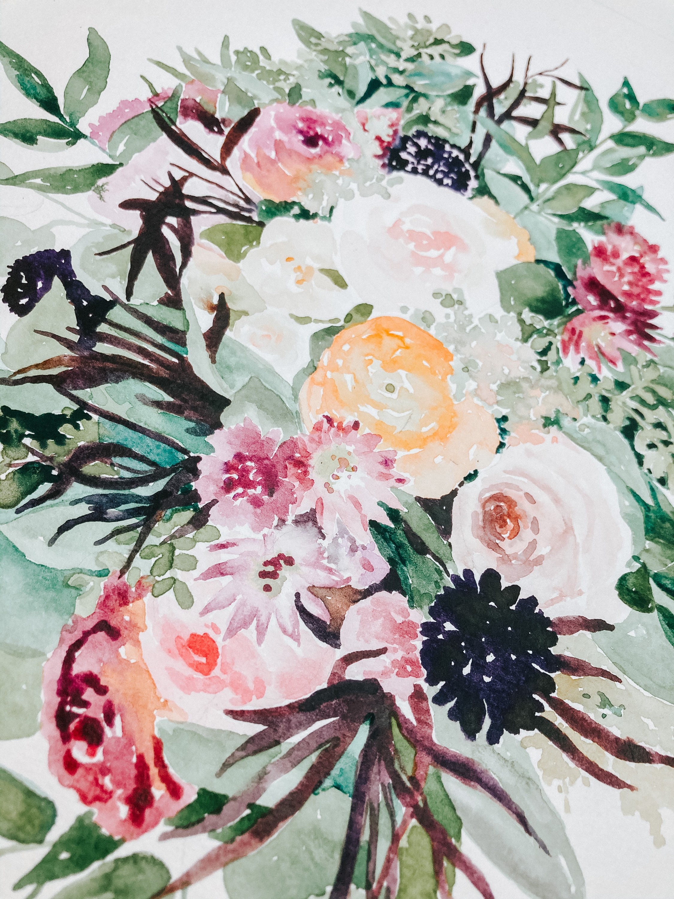 Custom Watercolor Wedding Bouquet floral watercolor | Etsy