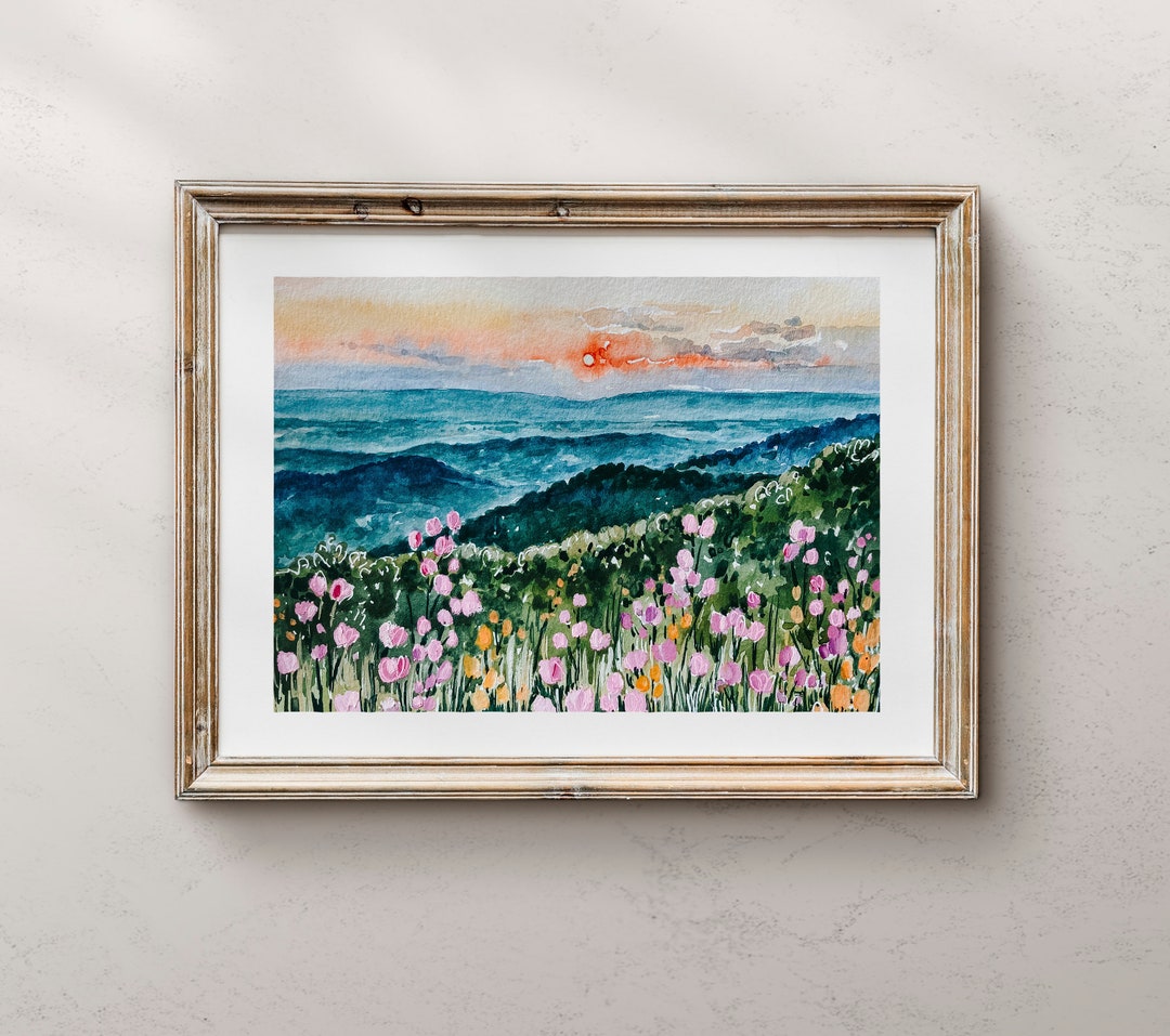 Shenandoah Valley Print, Shenandoah, Mountain Art, Watercolor Landscape ...