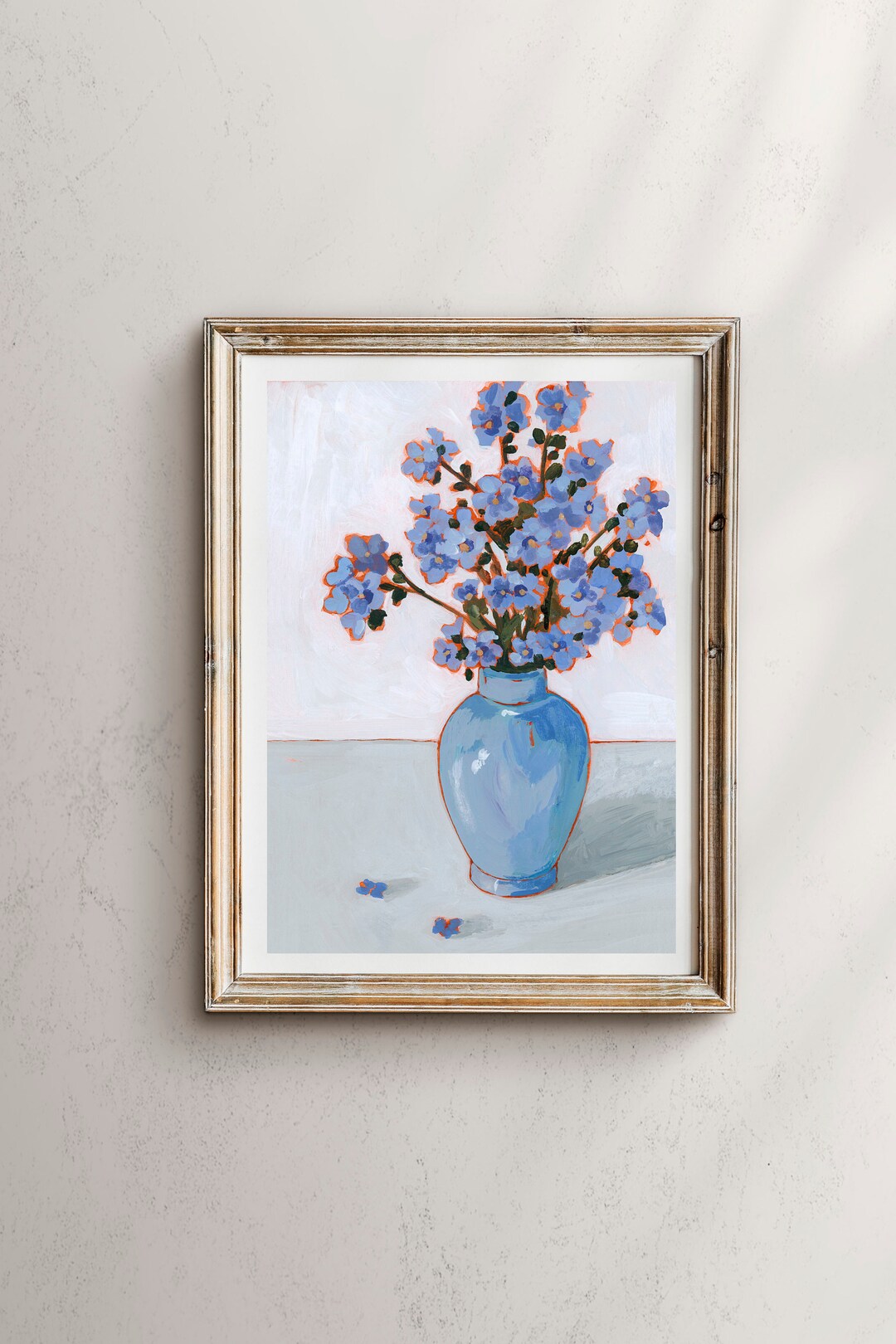 Forget-me-not Flower Art Print: Floral Bouquet in Vase - Etsy