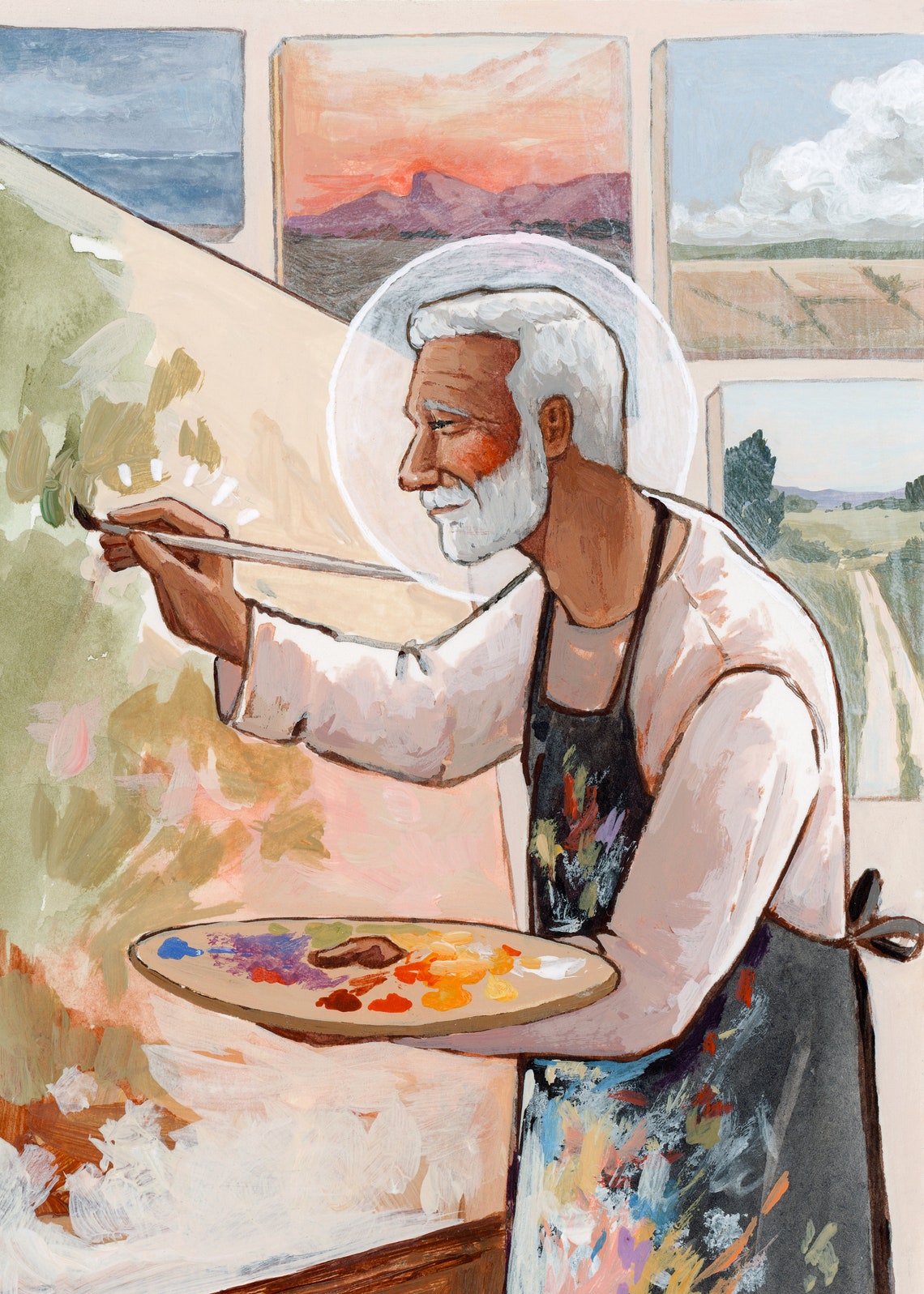God Painting Earth Art Print: Religious Wall Art - Etsy