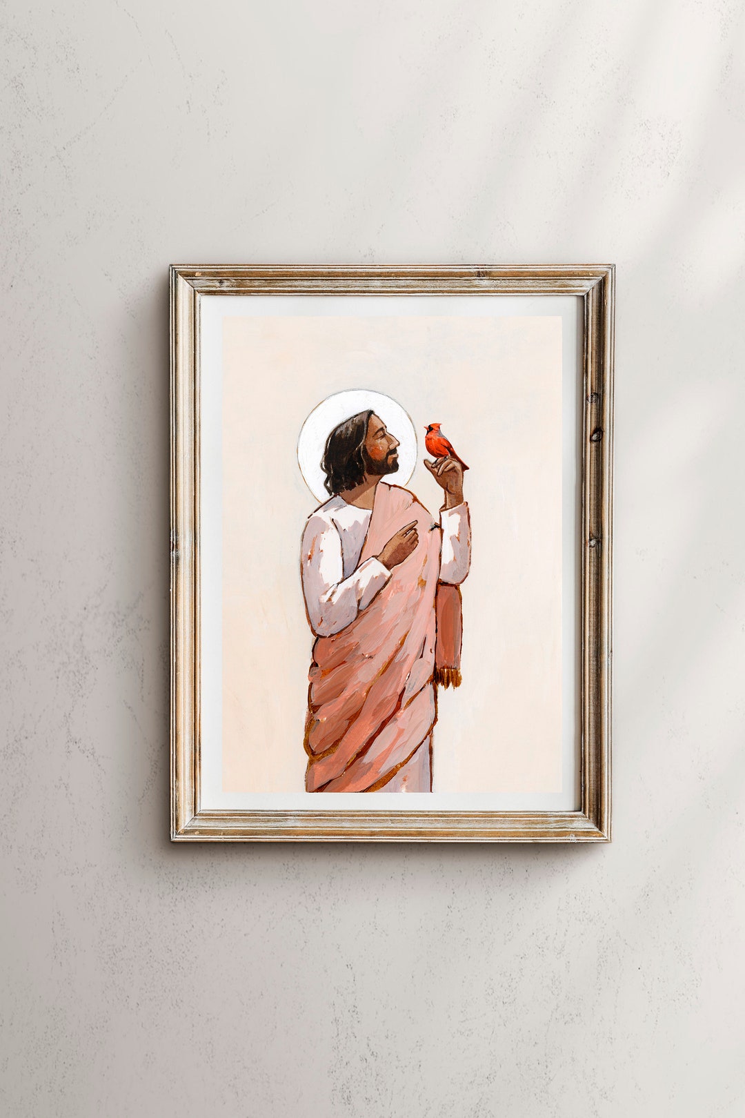 Christ and Cardinal Print: Religious Art, Heavenly Messenger - Etsy
