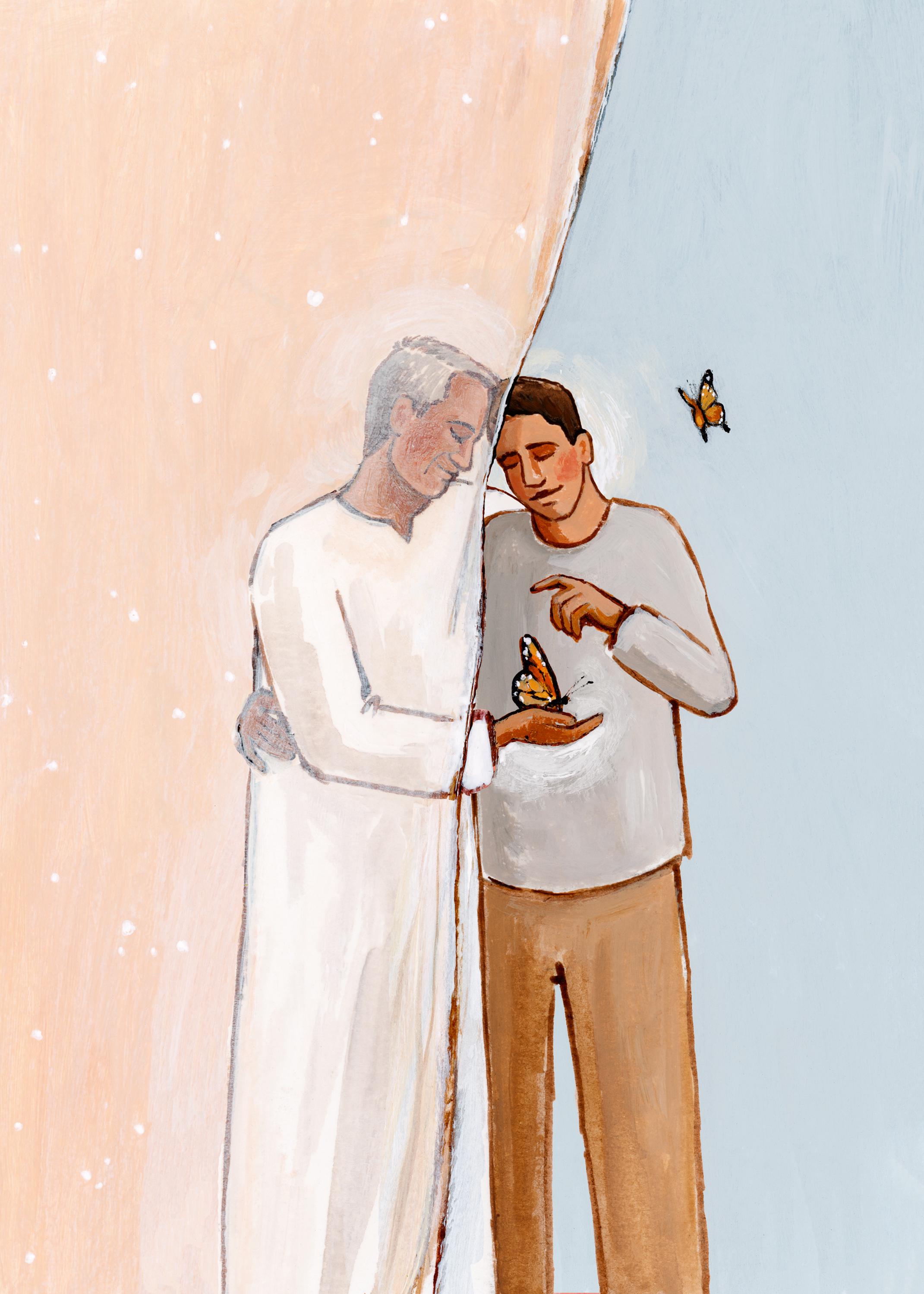 Angel Dad and Son Art Print: 'look for Me in the Butterflies' - Etsy